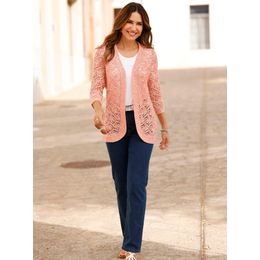 Strickjacke Classic Basics, Damen, Gr. 40, orange (papaya, ecru, meliert), 50% Baumwolle, 50% Polyacryl, meliert, Strickjacken Strickjacke