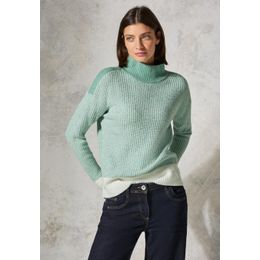 Rollkragenpullover Cecil, Damen, Gr. XXL (46), grün (glaced grün melange), Web, 37% Baumwolle, 34% Polyacryl, 26% Polyester, 3% Elasthan, unifarben, normal normal, hoch geschlossener Ausschnitt, Bündchen, Pullover, im Melange Look