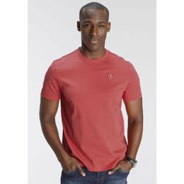 Rundhalsshirt DELMAO, Herren, Gr. M (48/50), orange (koralle), Single Jersey, Obermaterial: 100% Baumwolle, unifarben, Basic, regular fit, Rundhals, Shirts Rundhalsshirt, Kurzarm, Regular Fit, basic, aus 100% Baumwolle