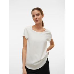Véro Moda Blusenshirt VERO MODA "VMBELLA SS TOP WVN GA NOOS", Damen, Gr. M, weiß (snow weiß), Web, Obermaterial: 97% Viskose, 3% Elasthan, unifarben, regular fit hüftbedeckend, Rundhals, Shirts