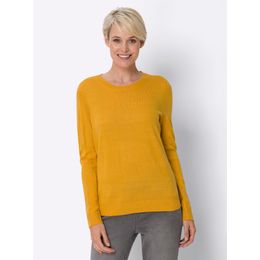 Rundhalspullover Classic Basics "Rundhals-Pullover", Damen, Gr. 40, gelb (ocker), 100% Polyacryl, unifarben, Pullover Rundhalspullover