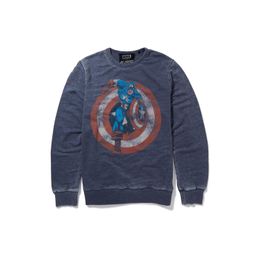 Sweatshirt Recovered "Marvel Captain America", Herren, Gr. L, blau, 100% Baumwolle, bedruckt, normal, Rundhals, Sweatshirts Sweatshirt, mit coolem Captain America Print