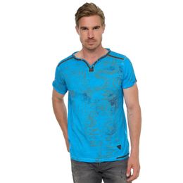 T-Shirt Rusty Neal, Jungen, Gr. M, blau, 100% Baumwolle, unifarben, normal, Rundhals, Shirts T-Shirt, mit Allover-Druck