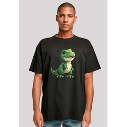 T-Shirt F4NT4STIC "Süßer grüner Dino", Herren, Gr. 4XL, schwarz, Obermaterial: 100% Baumwolle, oversize, Rundhals, ohne Bündchen, Shirts, Premium Qualität