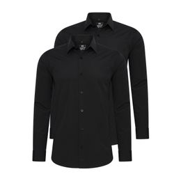 Langarmhemd Rusty Neal, Herren, Gr. XL, EURO-Gr&ouml;&szlig;en, schwarz (schwarz, schwarz), 60% Baumwolle, 37% Polyester, 3% Elasthan, unifarben, Hemden, im Slim-Fit geschnitten
