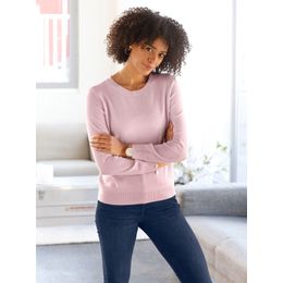 Rundhalspullover Classic Basics "Rundhals-Pullover", Damen, Gr. 38, rosa (ros&eacute;), 100% Polyacryl, unifarben, Pullover Rundhalspullover