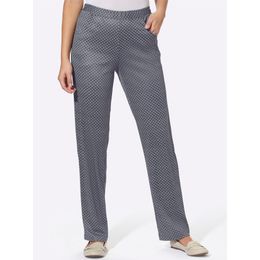 Jerseyhose Classic Basics, Damen, Gr. 42, Normalgr&ouml;&szlig;en, schwarz (schwarz, kariert), 100% Polyester, bedruckt, ethno, gemustert, unifarben, lang, Hosen Jerseyhose