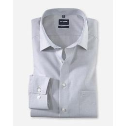 Businesshemd OLYMP "Luxor modern fit", Herren, Gr. 37, N-Gr, grau (silbergrau), Web, Obermaterial: 100% Baumwolle, Hemden