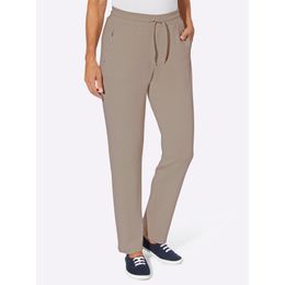 Jerseyhose Classic Basics, Damen, Gr. 42, Normalgrößen, beige (sesam), 100% Baumwolle, unifarben, lang, Hosen Jerseyhose