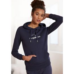 Hoodie Kangaroos, Damen, Gr. 32/34, blau (marine), Interlock, Obermaterial: 60% Baumwolle, 40% Polyester, unifarben, Basic, angesetztes B&uuml;ndchen, Sweatshirts Hoodie, mit K&auml;ngurutasche, Loungewear, Loungeanzug