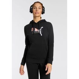 Kapuzensweatshirt Puma "ESS LOGO LAB HOODIE TR", Damen, Gr. XS, schwarz (Puma schwarz), Sweatware, Obermaterial: 68% Baumwolle, 32% Polyester, bedruckt, regular fit normal, Sweatshirts, für Damen
