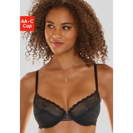 Bügel-BH Lascana, Damen, Gr. 70, Cup C, schwarz, Microtouch, Obermaterial: 89% Polyamid, 11% Elasthan, BHs, mit dezent transparenter Spitze, Dessous