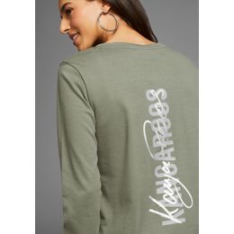 Sweatshirt Kangaroos, Damen, Gr. 32/34, gr&uuml;n, Interlock, Obermaterial: 100% Baumwolle, figurumspielend h&uuml;ftbedeckend, Rundhals, Sweatshirts Sweatshirt, mit R&uuml;ckenprint
