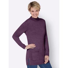 Longpullover Classic Basics "Longpullover", Damen, Gr. 56, lila (traube), 100% Polyacryl, unifarben, Pullover Longpullover