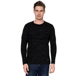 Strickpullover Rusty Neal, Herren, Gr. S, schwarz (schwarz, meliert), 70% Polyacryl, 30% Baumwolle, unifarben, normal, Rundhals, Pullover Strickpullover, im melierten Design