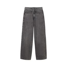 Weite Jeans Tom Tailor, Mädchen, Gr. 146, N-Gr, grau (used mid stone grau denim), Denim/Jeans, Obermaterial: 100% Baumwolle, unifarben, normal, Jeans, im 5-Pocket-Style