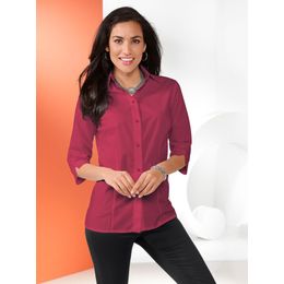 Klassische Bluse Classic Basics, Damen, Gr. 50, rot (weinrot), 65% Polyester, 35% Baumwolle, unifarben, Blusen