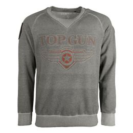 Sweater Top Gun "TG20201131", Herren, Gr. 48S, grau (anthrazit), Obermaterial: 95% Baumwolle, 5% Elasthan, Sweatshirts Sweater