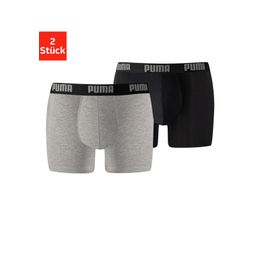 Boxer Puma, Herren, Gr. XXL, schwarz (anthrazit, meliert, schwarz), Jersey, Obermaterial: 95% Baumwolle, 5% Elasthan, unifarben, körpernah, Unterhosen, mit Puma Webbund