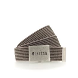 Stoffg&uuml;rtel Mustang, Damen, Gr. 110, grau (hellgrau), Baumwolle, unifarben, G&uuml;rtel Stoffg&uuml;rtel, Gewaschenes Rillenband, Klemmverschluss aus mattem Silber, 4 cm