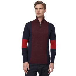 Strickpullover Rusty Neal, Herren, Gr. L, rot (weinrot), 50% Polyacryl, 50% Baumwolle, mehrfarbig, normal, ohne Ausschnitt, Pullover Strickpullover, mit bequemen Half-Zip