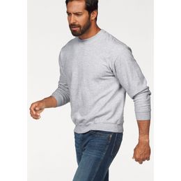 Sweatshirt Fruit of the Loom, Herren, Gr. L (52/54), grau (hellgrau, meliert), angeraute Sweatware, Obermaterial: 80% Baumwolle, 20% Polyester, unifarben, schmal h&uuml;ftlang, Rundhals, Rippb&uuml;ndchen, Sweatshirts Sweatshirt, im unifarbenen Design
