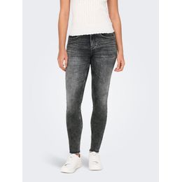 Skinny-fit-Jeans Only "ONLBLUSH MID SK ANKLE RW DNM DOT227 NOOS", Damen, Gr. M (38), Länge 30, blau (dunkelgrau denim), Denim/Jeans, Obermaterial: 92% Baumwolle, 6% Elastomultiester, 2% Elasthan, unifarben, skinny fit, Jeans