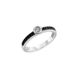 Fingerring Celesta "925 Silber rhodiniert mit Zirkonia wei&szlig; und schwarz" Gr. 17, silber (silbergrau), Fingerringe, Damen, 054 (17,2), Silber 925 (Sterlingsilber), Fingerring