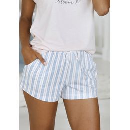 Pyjamashorts Vivance Dreams, Damen, Gr. 44/46, N-Gr, rosa (rosa, blau, gestreift), Single Jersey, Obermaterial: 50% Baumwolle, 50% Viskose, gestreift, Basic, bequem kurz, Hosen, mit Allover-Druck