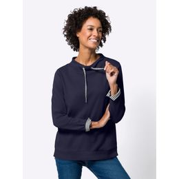 Sweatshirt Classic Basics, Damen, Gr. 38, blau (marine), 100% Baumwolle, gemustert, unifarben, Sweatshirts