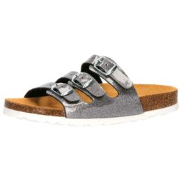 Pantolette Lico "Pantolette Bioline Kids Glitter", M&auml;dchen, Gr. 31, silber (silberfarben), Synthetik, Schuhe Pantolette