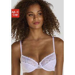 Bügel-BH Lascana, Damen, Gr. 70, Cup E, weiß, Microtouch, Obermaterial: 89% Polyamid, 11% Elasthan, BHs, mit dezent transparenter Spitze, Dessous