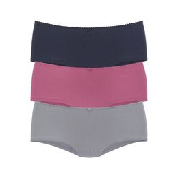 Panty Vivance, Damen, Gr. 36/38, bunt (blau, beere, navy), Doppelripp, Obermaterial: 95% Baumwolle, 5% Elasthan, unifarben, bequem, Unterhosen, aus weicher und elastischer Rippware, mit zartem Röschen vorn