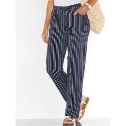 Schlupfhose Classic Basics, Damen, Gr. 19, Kurzgrößen, blau (marine, weiß, gestreift), 100% Viskose, gemustert, gestreift, mehrfarbig, lang, Hosen