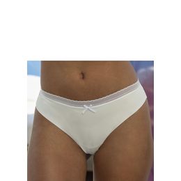 String Lascana, Damen, Gr. 32/34, weiß, Microtouch, Obermaterial: 65% Polyamid, 35% Elasthan, Unterhosen, SEAMLESS mit nahtloser Verarbeitung und feinem Spitzenbund