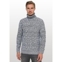 Strickpullover Rusty Neal, Herren, Gr. XL, grau (grau, wei&szlig;), 70% Polyacryl, 30% Baumwolle, unifarben, normal, hoch geschlossener Ausschnitt, Pullover Strickpullover, mit angesagtem Karo-Design