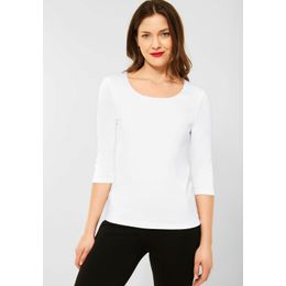 3/4-Arm-Shirt Street One "Style Pania", Damen, Gr. 34, weiß, Jersey, Obermaterial: 50% Baumwolle, 50% Modal, unifarben, Basic, figurbetont hüftlang, Rundhals, eingesetzt abgesteppt, Shirts 3/4-Arm-Shirt, mit extra Futter an der Vorderseite