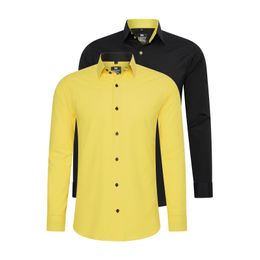 Langarmhemd Rusty Neal, Herren, Gr. 6XL, primary_ausgabeGroessentyp, gelb (gelb, schwarz), 60% Baumwolle, 37% Polyester, 3% Elasthan, unifarben, Hemden, im Slim-Fit geschnitten