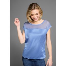Shirtbluse Laura Scott, Damen, Gr. 36/38, blau, Obermaterial: 100% Polyester. Obermaterial Rückenteil: 95% Viskose, 5% Elasthan. Einsatz: 100% Polyester, unifarben, figurumspielend, Blusen, mit Meshpart