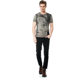 T-Shirt Rusty Neal, Damen, Gr. XL, grau (grau, schwarz), 100% Baumwolle, bedruckt, normal, Rundhals, Shirts T-Shirt, mit Adler-Print