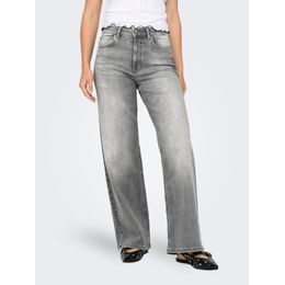 High-waist-Jeans Only "ONLMADISON BLUSH HW WID DNM REA0938 NOOS", Damen, Gr. XS (34), L&auml;nge 30, blau (light grau denim), Denim/Jeans, Obermaterial: 82% Baumwolle, 16% Polyester, 2% Elasthan, unifarben, Jeans High-Waist-Jeans, Topseller