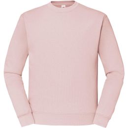 Sweatshirt Fruit of the Loom, Herren, Gr. S (44/46), rosa (puder rose), angeraute Sweatware, Obermaterial: 80% Baumwolle, 20% Polyester, unifarben, schmal hüftlang, Rundhals, Rippbündchen, Sweatshirts Sweatshirt, im unifarbenen Design