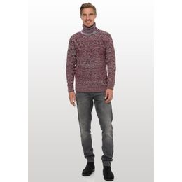 Strickpullover Rusty Neal, Herren, Gr. L, rot, 70% Polyacryl, 30% Baumwolle, unifarben, normal, hoch geschlossener Ausschnitt, Pullover Strickpullover, mit angesagtem Karo-Design