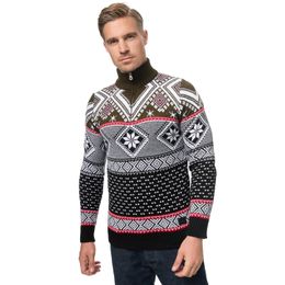 Strickpullover Rusty Neal, Herren, Gr. M, schwarz (schwarz, grau), 70% Polyacryl, 30% Baumwolle, mehrfarbig, unifarben, normal, ohne Ausschnitt, Pullover Strickpullover, mit winterlichem Muster