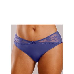 Tanga Lascana "Vittoria", Damen, Gr. 36/38, blau (royalblau), Obermaterial: 90% Polyamid, 10% Elasthan, körpernah, Unterhosen, mit Spitzeneinsätzen