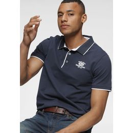 H.I.S. Poloshirt H.I.S, Herren, Gr. L (52/54), blau (marine), Piqu&eacute;, Obermaterial: 100% Baumwolle, bedruckt, schmal, Rundhals, Rippb&uuml;ndchen, Shirts, Kurzarm, schmal geschnitten, mit Polokragen, aus Piqu&eacute;-Stoff