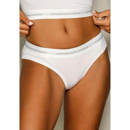 Bikinislip Copenhagen Studios, Damen, Gr. XL (42), weiß, Single Jersey, Obermaterial: 50% Modal (TENCEL™), 45% Baumwolle, 5% Elasthan (LYCRA), unifarben, körpernah, Unterhosen, mit elastischem Logobund