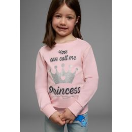 Langarmshirt Kidsworld "YOU CAN CALL ME PRINCESS", Mädchen, Gr. 92/98, rosa, Interlock, Obermaterial: 100% Baumwolle, bedruckt, Basic hüftlang, Rundhals, Bündchen, Shirts, Langarm, Basic-Passform, bedruckt, Rundhalsausschnitt