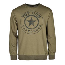 Sweater Top Gun "TG20212106", Herren, Gr. 50M, gr&uuml;n (oliv), Obermaterial: 65% Baumwolle; 35% Polyester / 65% Baumwolle; 35% Polyester, Sweatshirts Sweater