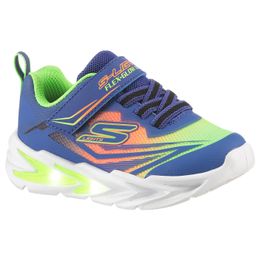 Lauflernschuh Skechers "FLEX-GLOW ULTRA LIGHTS", Baby, Gr. 23, bunt (blau, multi), Lederimitat, Textil, kontrastfarbene Details, Schuhe Lauflernschuh, Blink,-Klettschuh zum Schl&uuml;pfen, Neon, Gr&ouml;&szlig;enschablone zum Download
